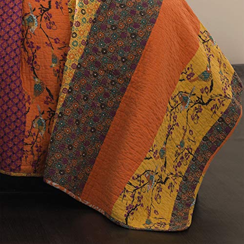 Lush Decor Royal Empire Quilt Striped Pattern Reversible 3 Piece Bedding Set, Full/Queen, Tangerine