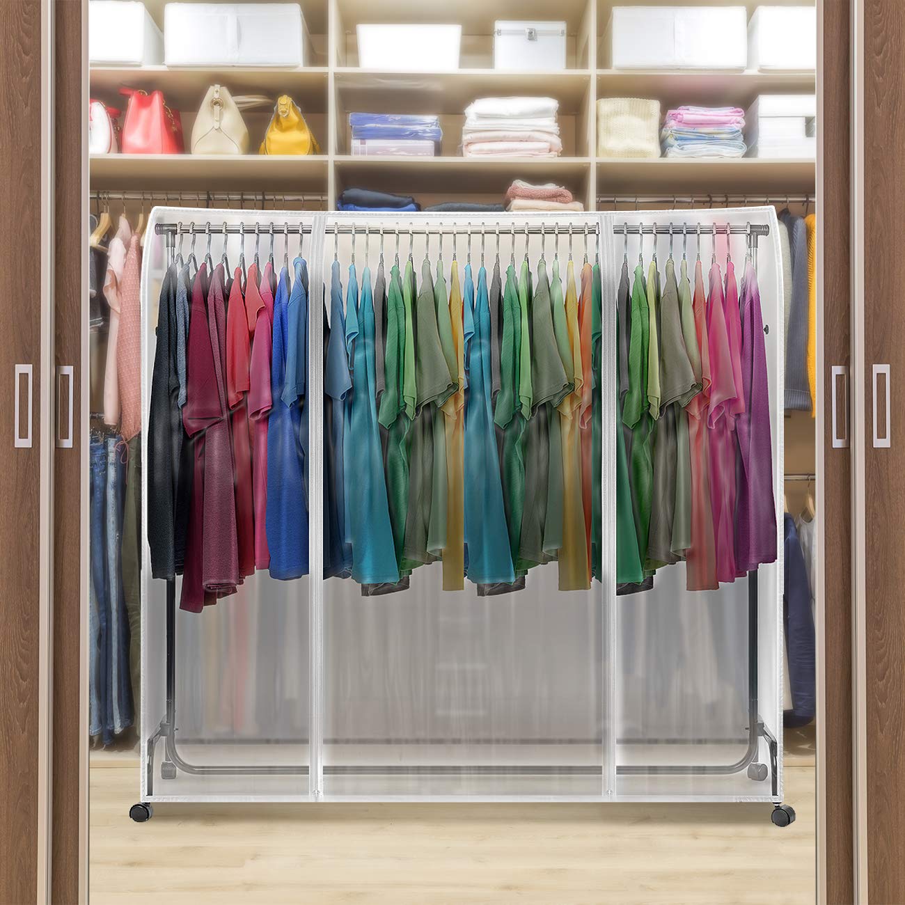 Sorbus Garment Rack Cover - 6 Ft Transparent Clothes Rail Cover, Garment Coat Hanger Protector Clothing Storage for Dresses, Suits, Coats, and more