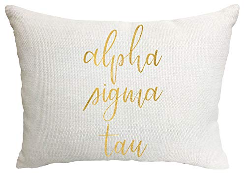 Sorority Shop Alpha Sigma Tau Pillow ā Gold Script Design, 12" x 16" Lumbar Pillow Sorority