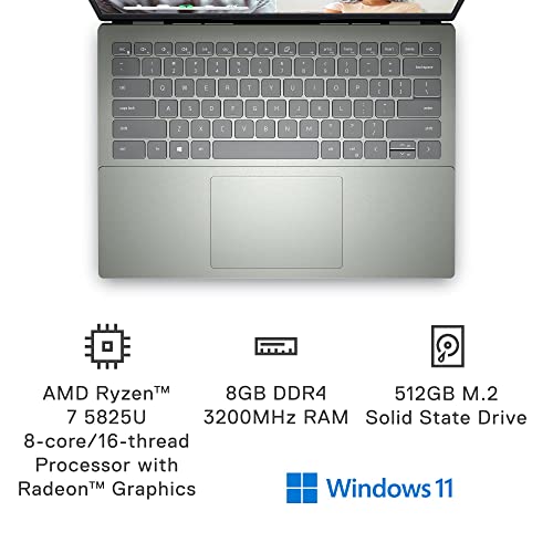 Dell 2023 Newest Inspiron 14 Laptop, 14" FHD(1920 x 1200) Display, AMD Ryzen 7 5825U Processor(8-core), 16GB RAM, 1TB SSD, AMD Radeon Graphics, Wi-Fi 6, Bluetooth, Window 11 Pro, Pebble Green