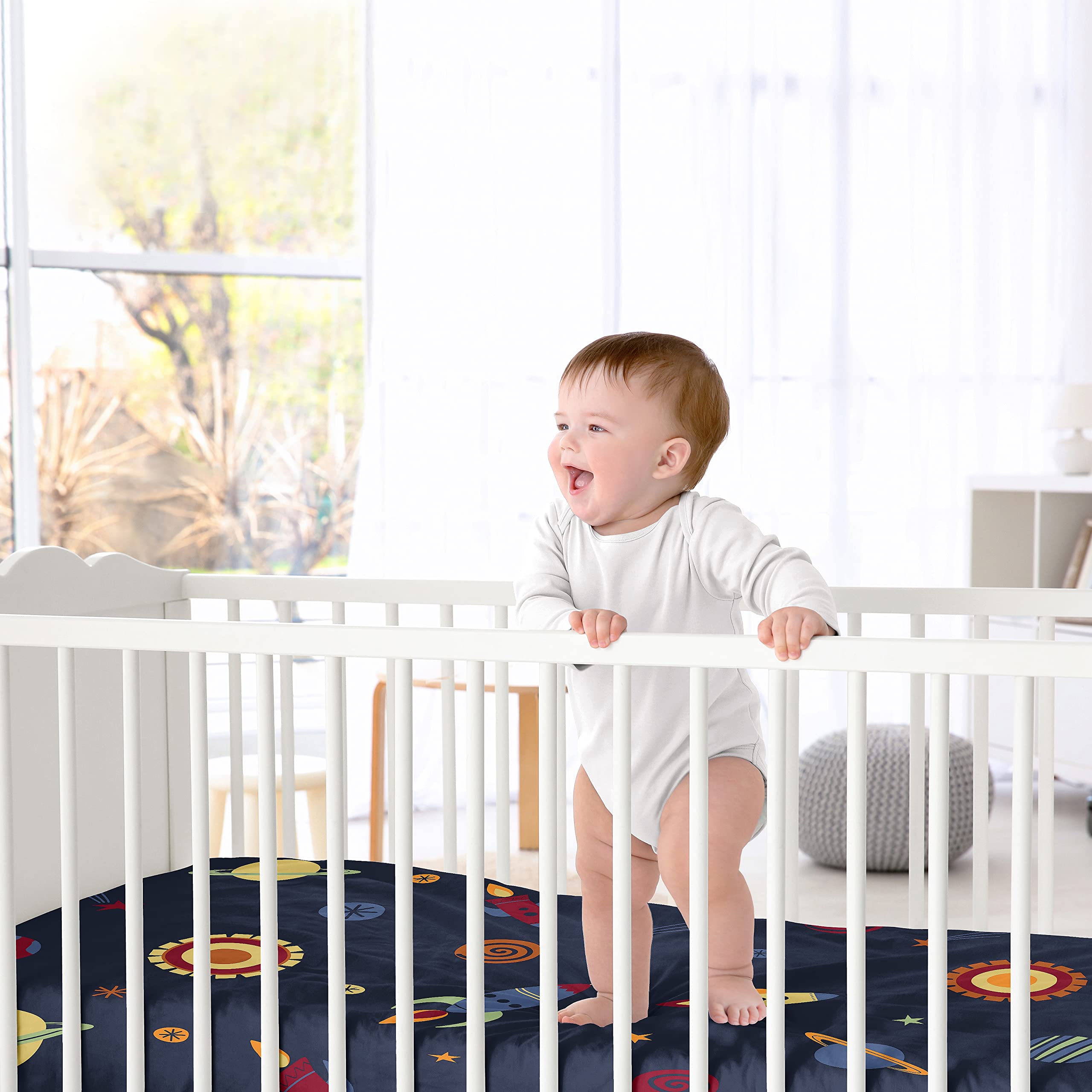 Fitted Crib Sheet for Space Galaxy Baby/Toddler Bedding Set Collection - Galactic Print