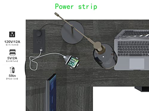 DLIUZ L Shaped Desk with Drawers,Computer Desk is Reversible Corner Large Gaming pc Table with USB Charging Port and Power Outlet,Long Writing Study Table with Shelve