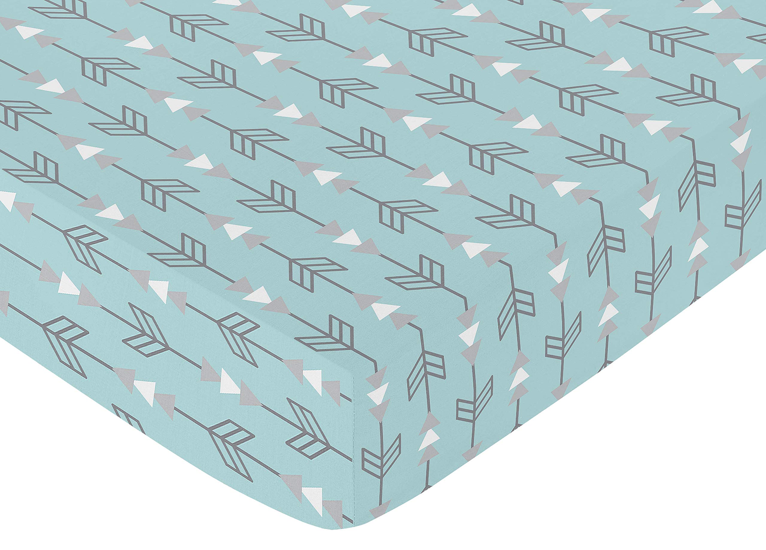Fitted Crib Sheet for Turquoise Blue and Gray Earth and Sky Baby/Toddler Bedding - Arrows Print