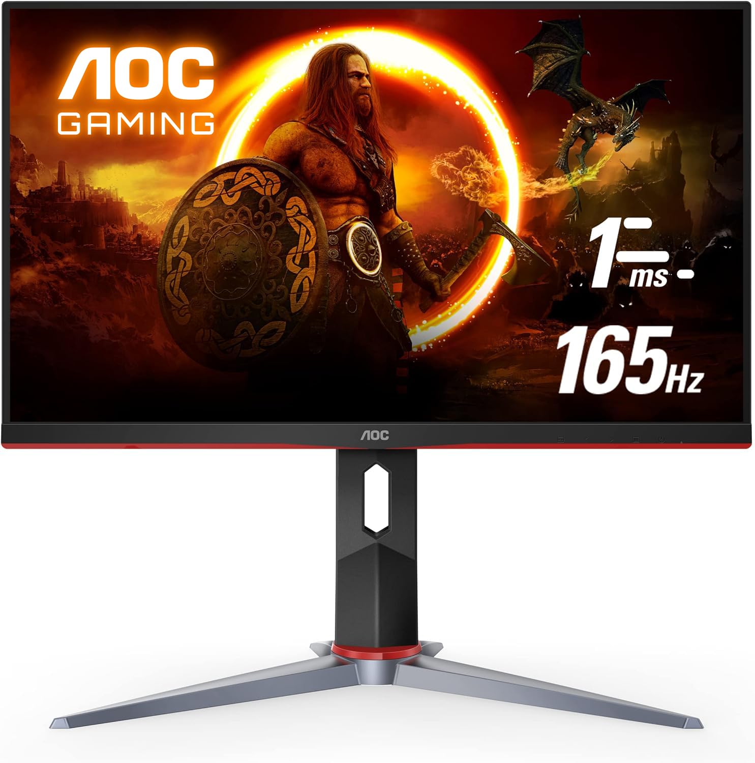 AOC Gaming 24G2S 24ā Frameless Gaming Monitor, Full HD 1920x1080, 165Hz 1ms, Adaptive-Sync, Height Adjustable Stand, Black
