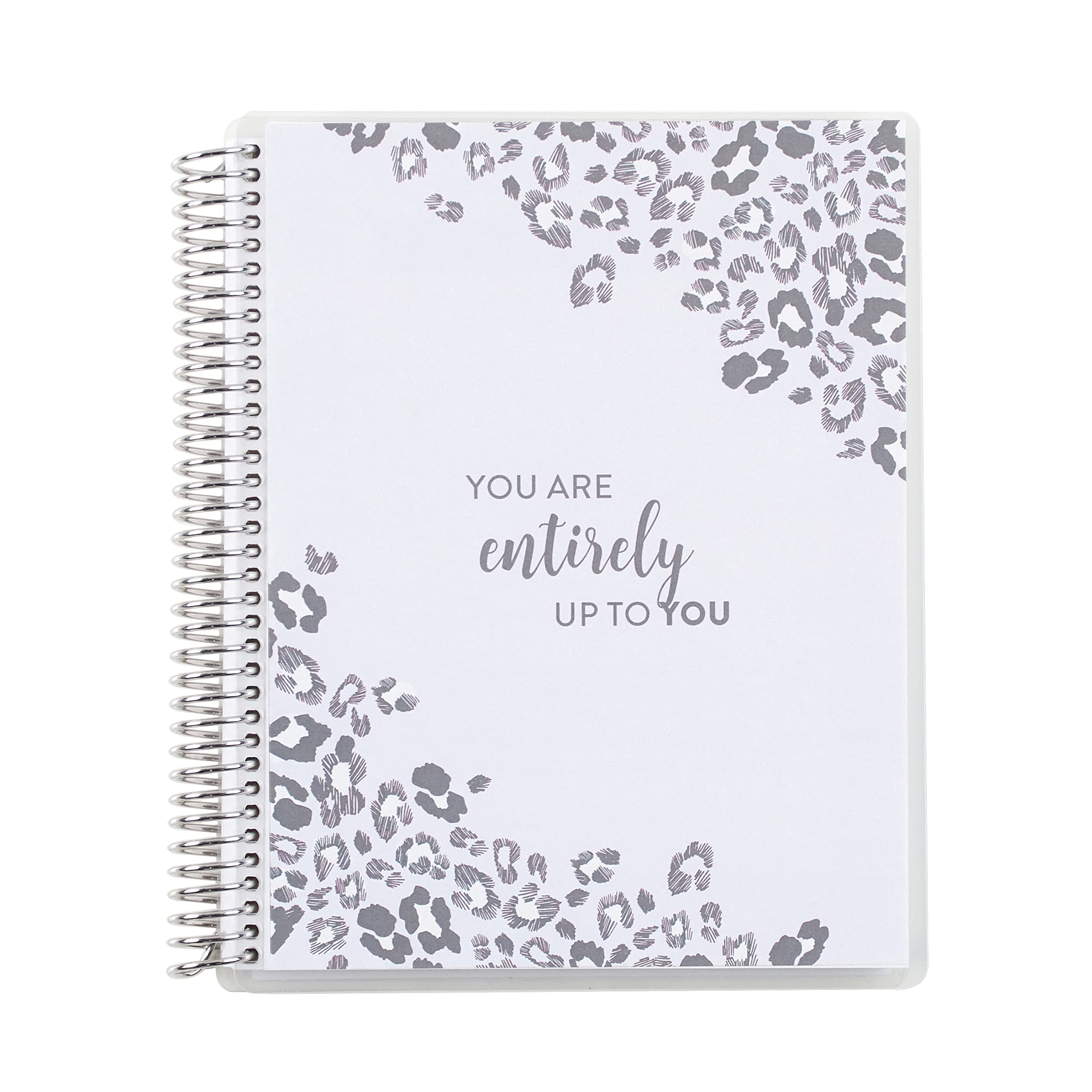 7" x 9" Spiral - Bound College Ruled Notebook – Leopard. 160 Lined Page Note Taking & Writing Notebook. 80 Lb. Thick Mohawk Paper. Stickers Included by Erin Condren.