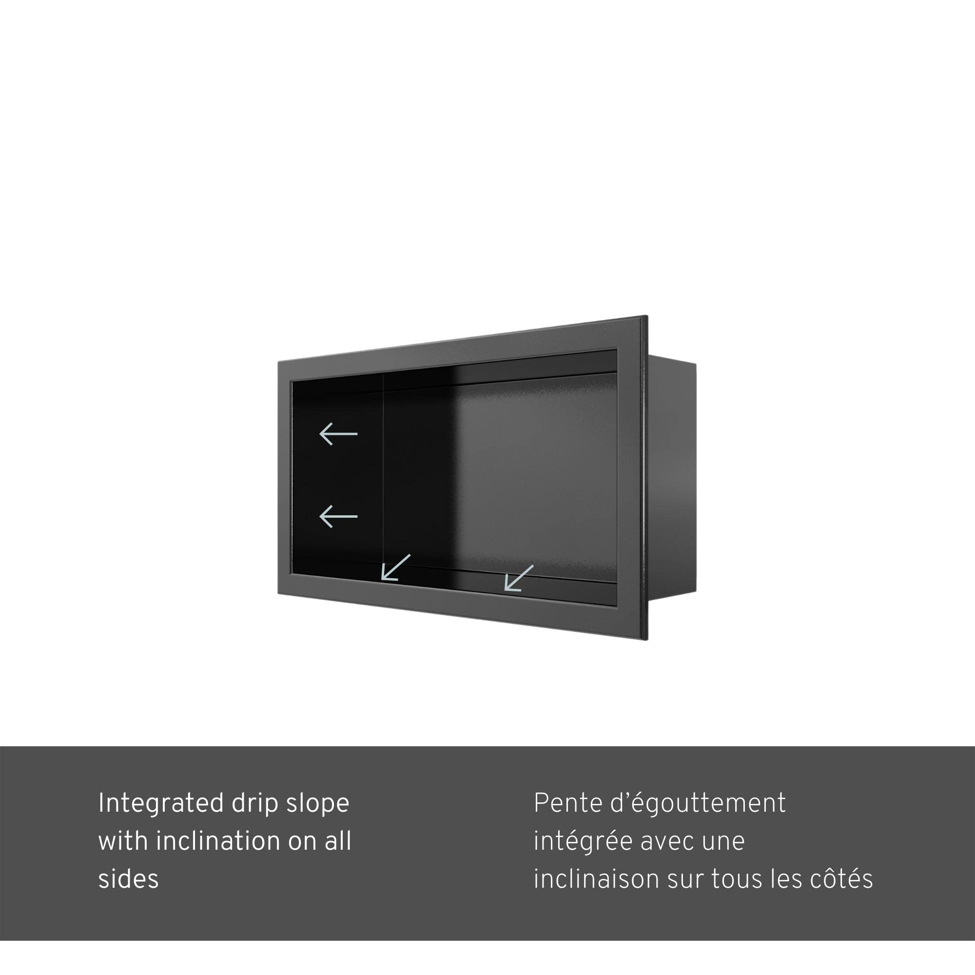 Odass | Shower Niche | 12" X 6" | NO Tile Needed | Rectangular Stainless Steel #304 Niche | Matt Black Recessed Single Shelf Organizer | Bathroom Storage for Shampoo Bottle