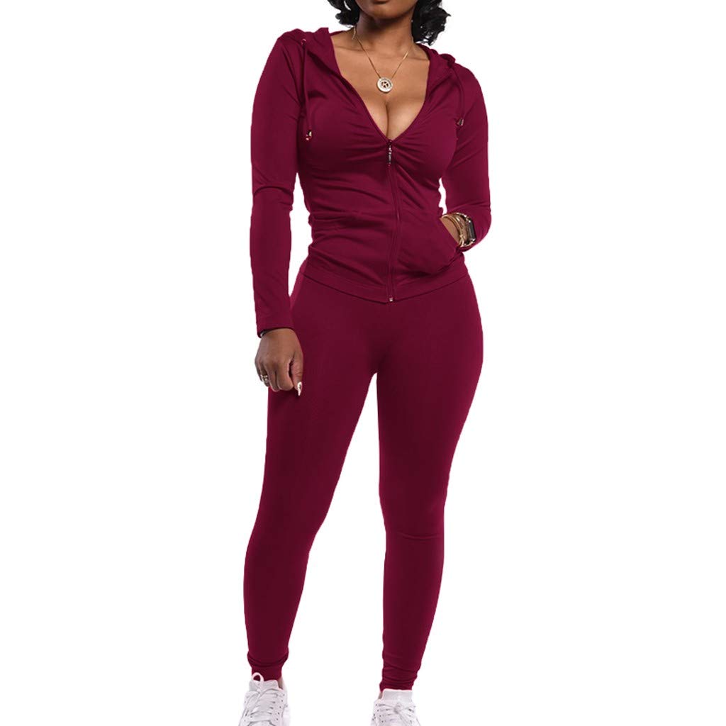 aihihe Womens Two Piece Outfits Sets Tracksuit Set Long Sleeve Hoodies Hooded Sweatshirt + Pants Jogging Suits Rompers
