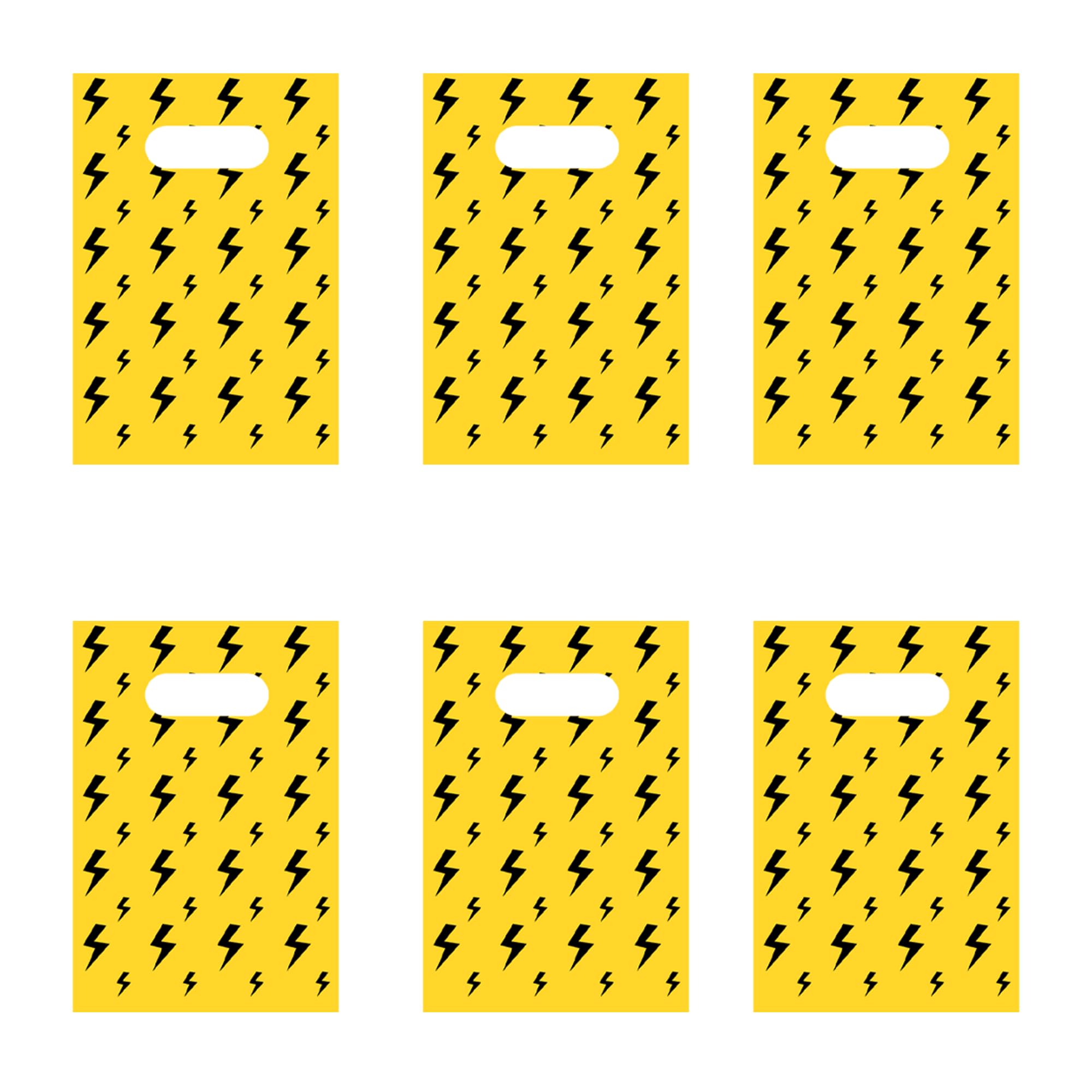 PIBIPAID 50PCS Lightning Bolt Party Favors Plastic Goodie Bags-Lightning Bolt Shape Supplies Bags for Flash Weather Birthday Decorations