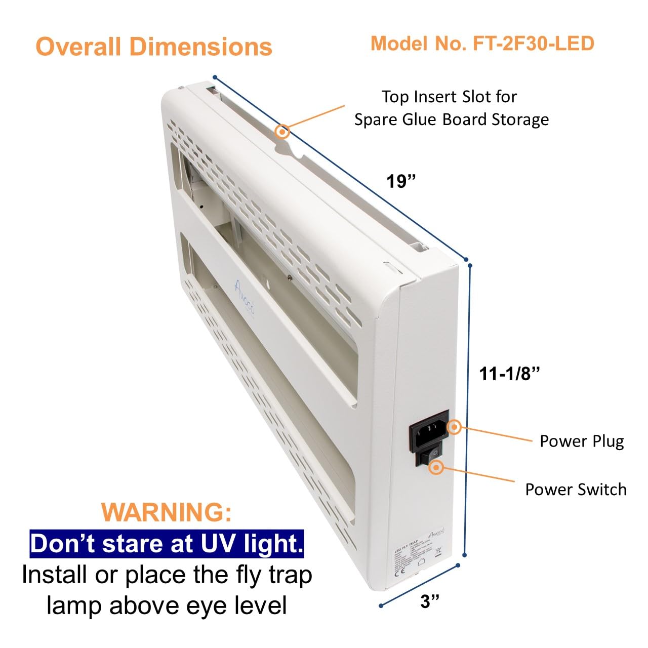 Awoco 11W 100V-240V LED Wall Mount or Table Standing Sticky Fly Trap Lamp for Capturing Flies, Mosquitoes, Moths and Flying Insect (Fly Trap)