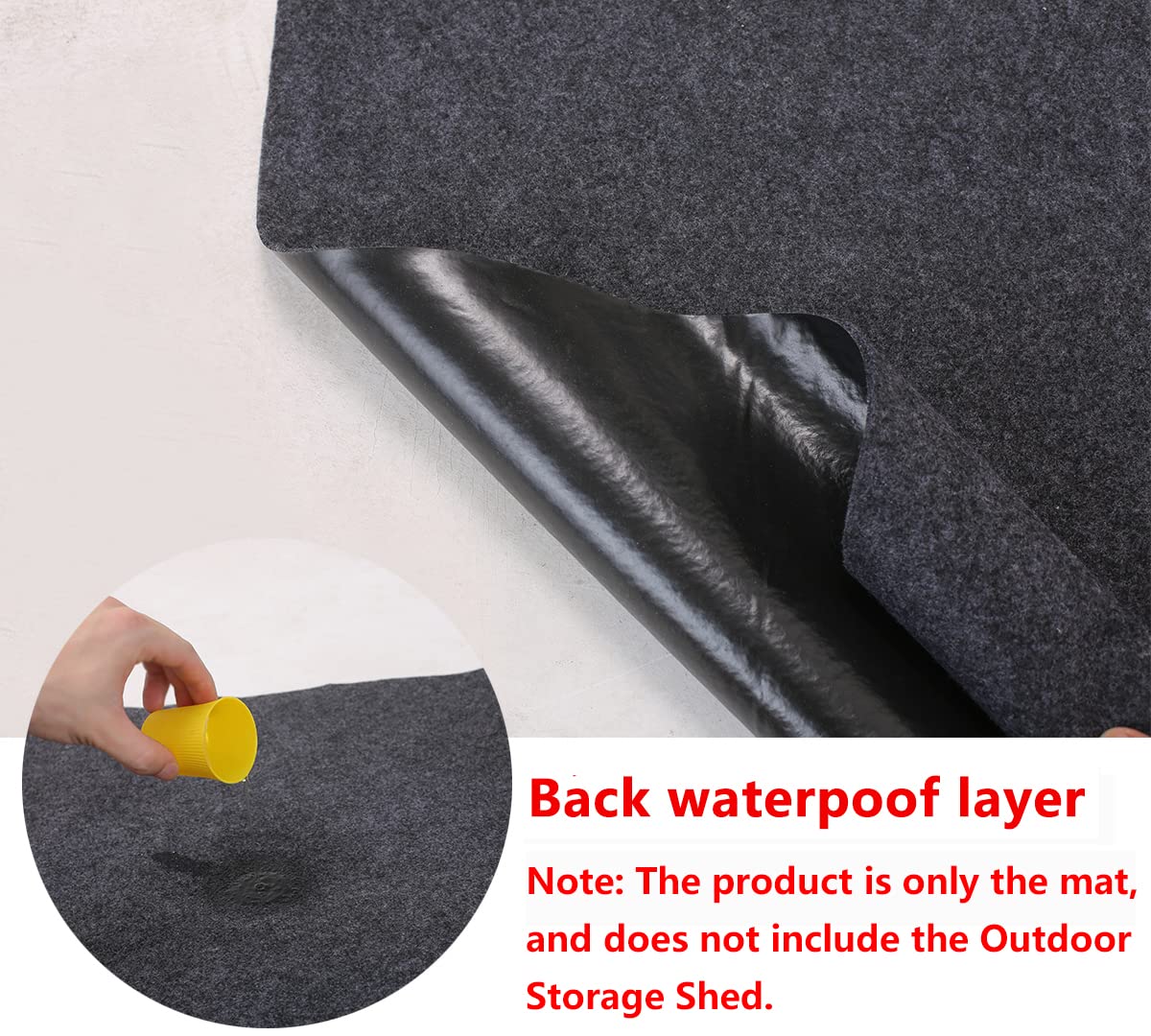 Meitola Outdoor Storage Shed Mat,Waterproof and Dustproof Outdoor Carport Mat—Backing Prevents Liquid Penetration,Soft Material, Patio Furniture Mat,Non-Slip,Washable, Black (8' x 6')