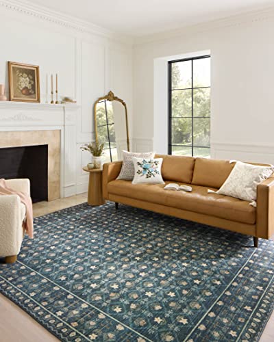 Loloi Rifle Paper Co. x Eden Collection EDE-03 Lattice Indigo 3'-6" x 5'-6" Accent Rug