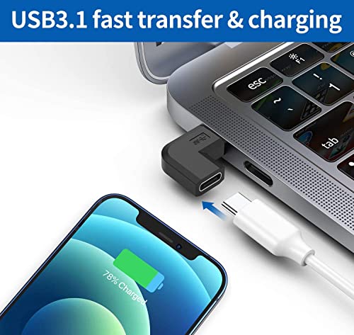 Aoiutrn 90 Degree Type USB C Adapter, 2 Pack USB C to USB-C Fast Charger and Transfer Converter [Right Angle] Compatible for Switch, Notebook Computers, Tablet, and Other Type C Cable Devices