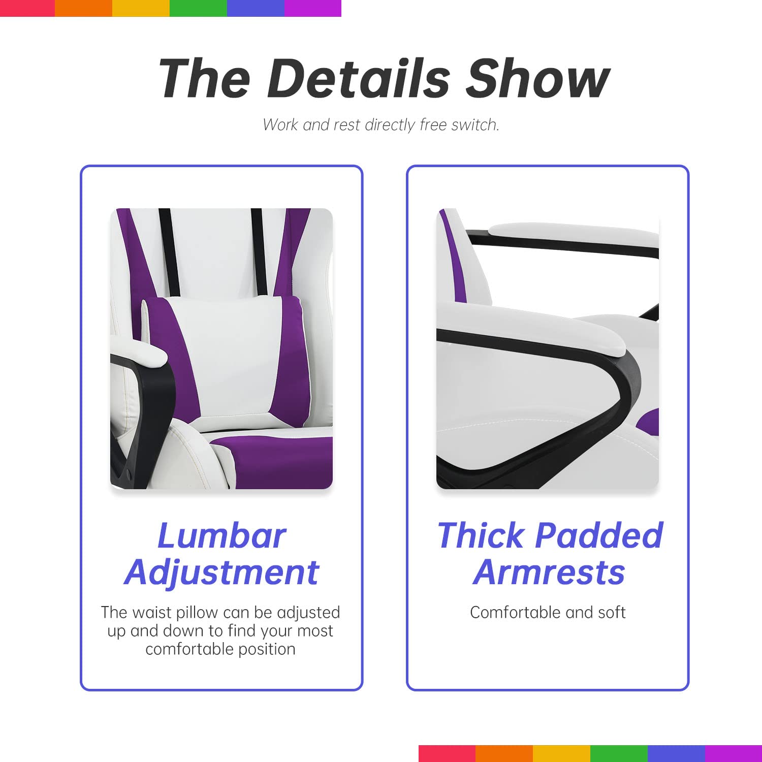 Gaming Chair High Back Office Chair Racing Computer Chair Task PU Desk Chair Ergonomic Swivel Rolling Chair with Lumbar Support for Adults (D11, Purple)