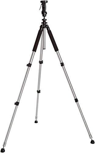Amazon Basics Pistol Grip Camera Travel Tripod With Bag - 34.4 - 72.6 Inches, Silver and Black