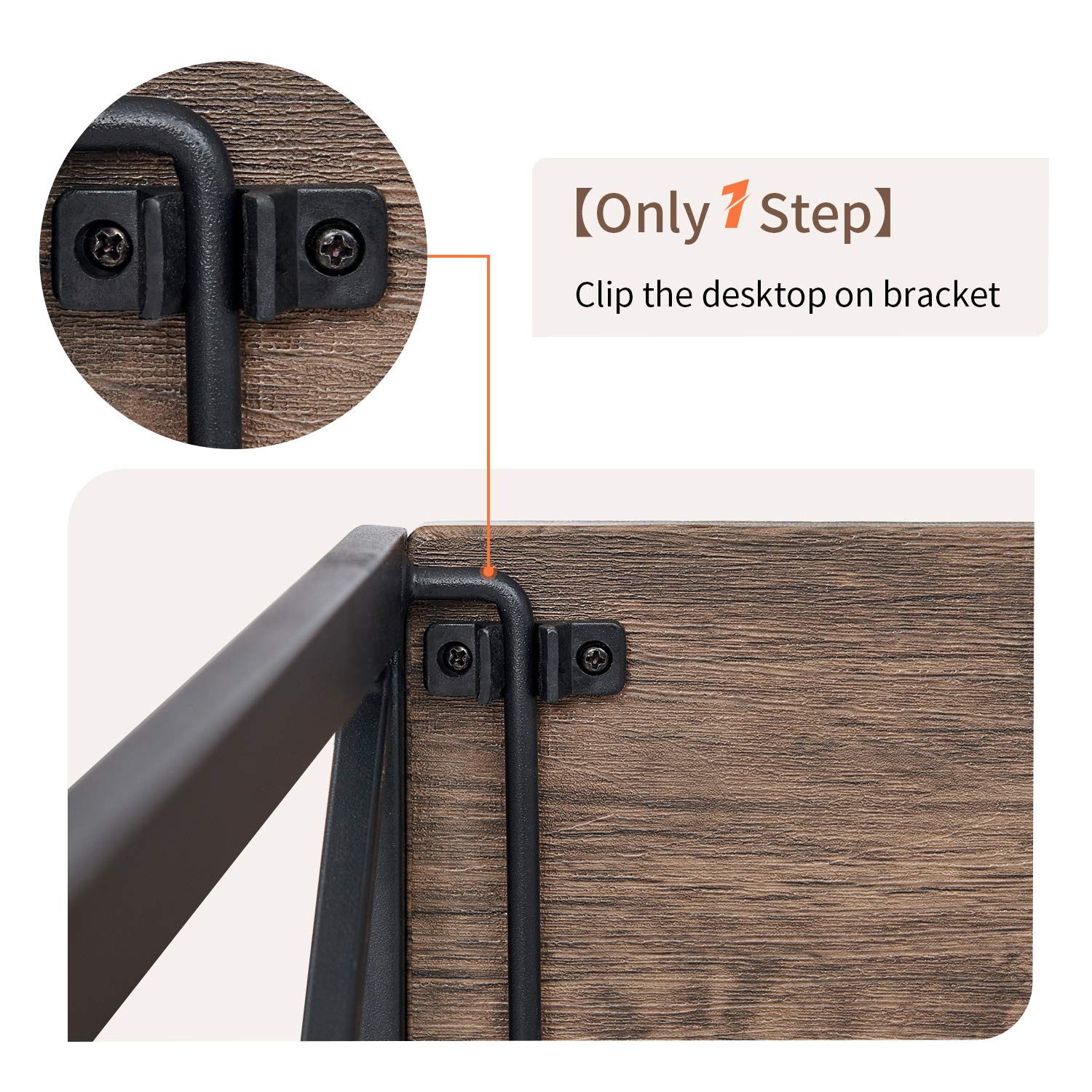 AINGOO No Assembly Folding Computer Writing Desk Industrial Style Home Office Study Laptop Gaming Table for Small Space Brown
