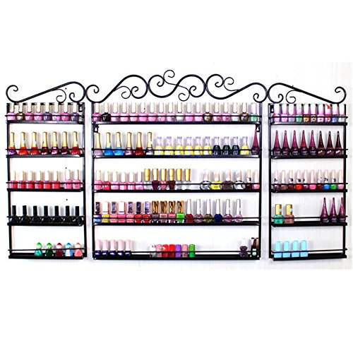 GIOCOBU ERNITERTY OSKE Metal Nail Polish Wall Rack 5 Tier Organizer Display Rack Black Holds Over 200 Bottles