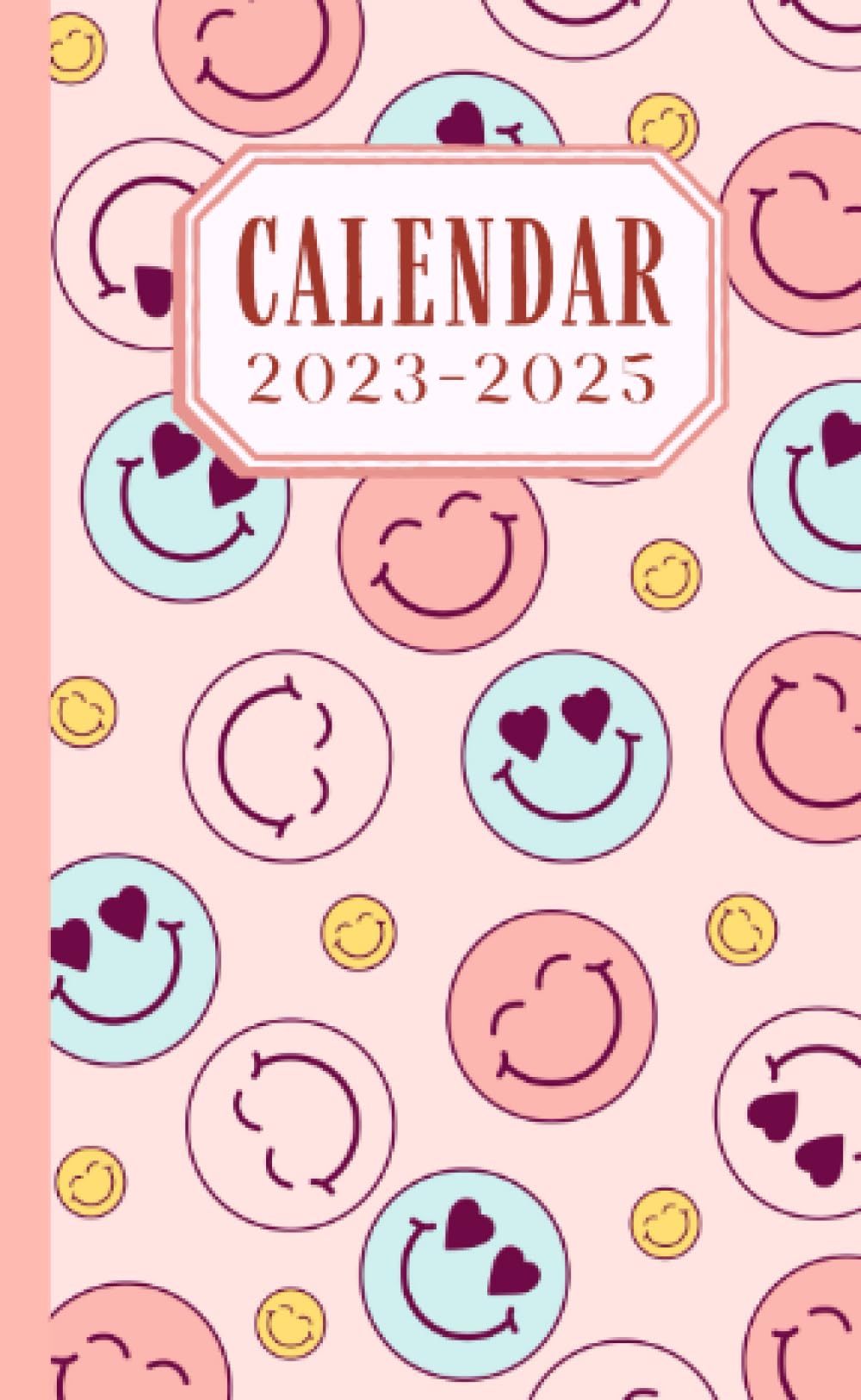 Aesthetic Groovy Smiley Face Pocket Calendar 2023-2025 for Purse: Small Size Monthly Pocket Planner for Purse - From September 2023 to December 2025 - ... - Important Dates / Password Keeper / Notes