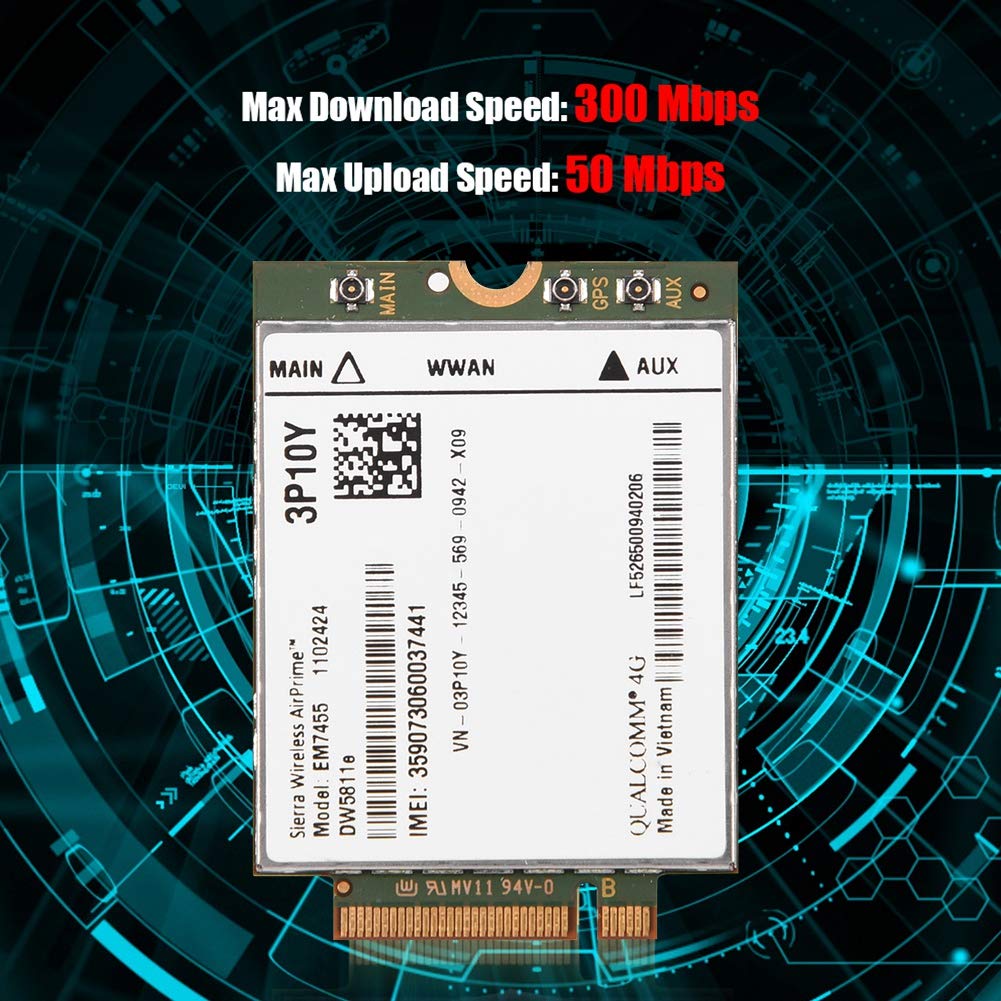 EM7455 4G Module Network Card, PCIe M.2 Replacement EM7455 Network Card for DW5811e 3P10Y 300 Mbps 4G LTE WWAN NGFF Card Module Fit for PC Laptops