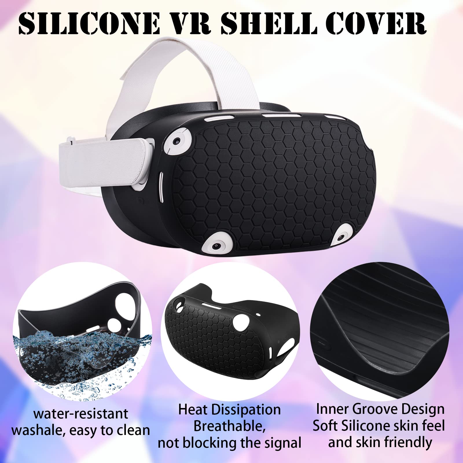 Accessories Compatible with Oculus Quest 2 Silicone Touch Controller Grip Cover, Face Cover, Headset Shell Cover, Protective Lens Case, Disposable Eye Sleeves