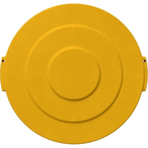 SPARTA Bronco Trash Can Lid, Round Waste Container Cover, Polyethylene, 10 Gallons, Yellow, (Pack of 6)