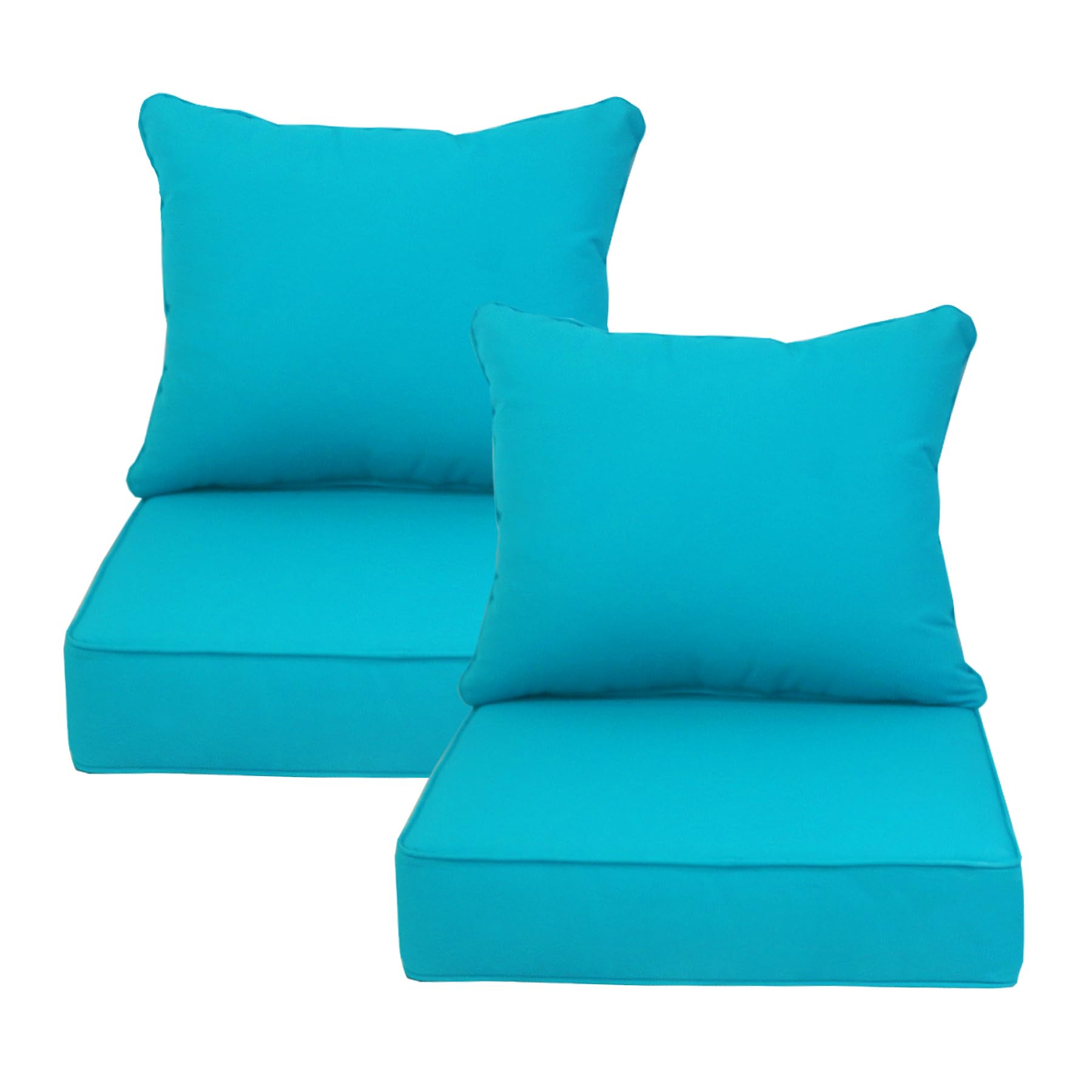 Sunshine Outdoor Indoor/Outdoor Deep Seat Patio Cushions: Resilient Foam Filling, Weather Resistant Patio Cushions,2 Sets Lake Blue