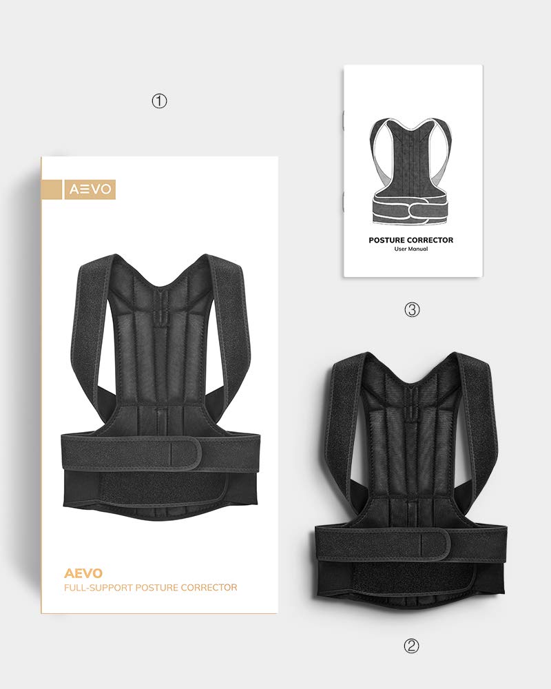 AEVO Compact Posture Corrector for Men and Women, Adjustable Upper Back Brace for Clavicle Support, Neck, Shoulder, and Back Pain Relief, Invisible Comfortable Back Straightener,M