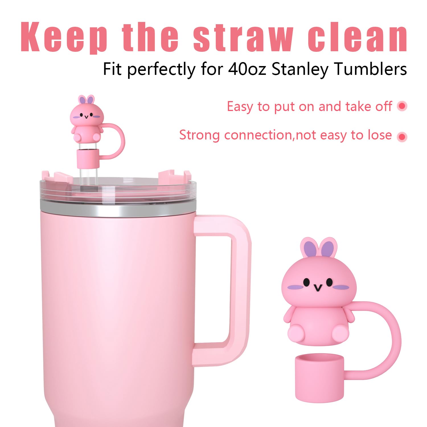 Animal Straw Covers Cap for Stanley Cup, Straw Topper for 30&40 Oz Stanley Tumbler with Handle,10mm 0.4in Reusable Straw Tips Lids Dust-Proof Topper for Water Bottle 7pcs Cute Pattern