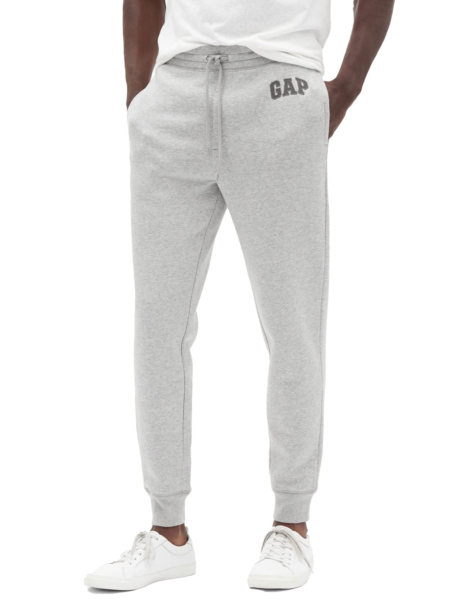 GAP Mens Logo Fleece Joggers Sweatpants, Light Heather Grey, X-Large US