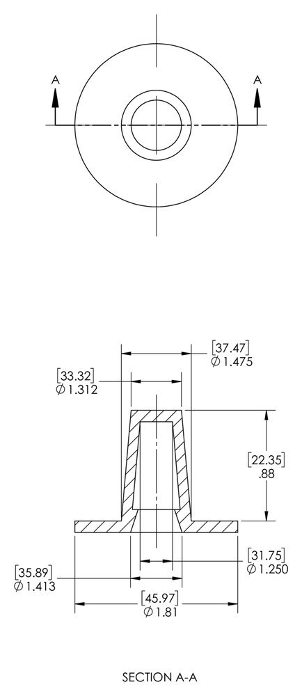 Caplugs 99394848 Plastic Tapered Cap and Plug with Wide Flange W-16, PE-LD, Cap OD 1.250" Plug ID 1.475", Red (Pack of 40)