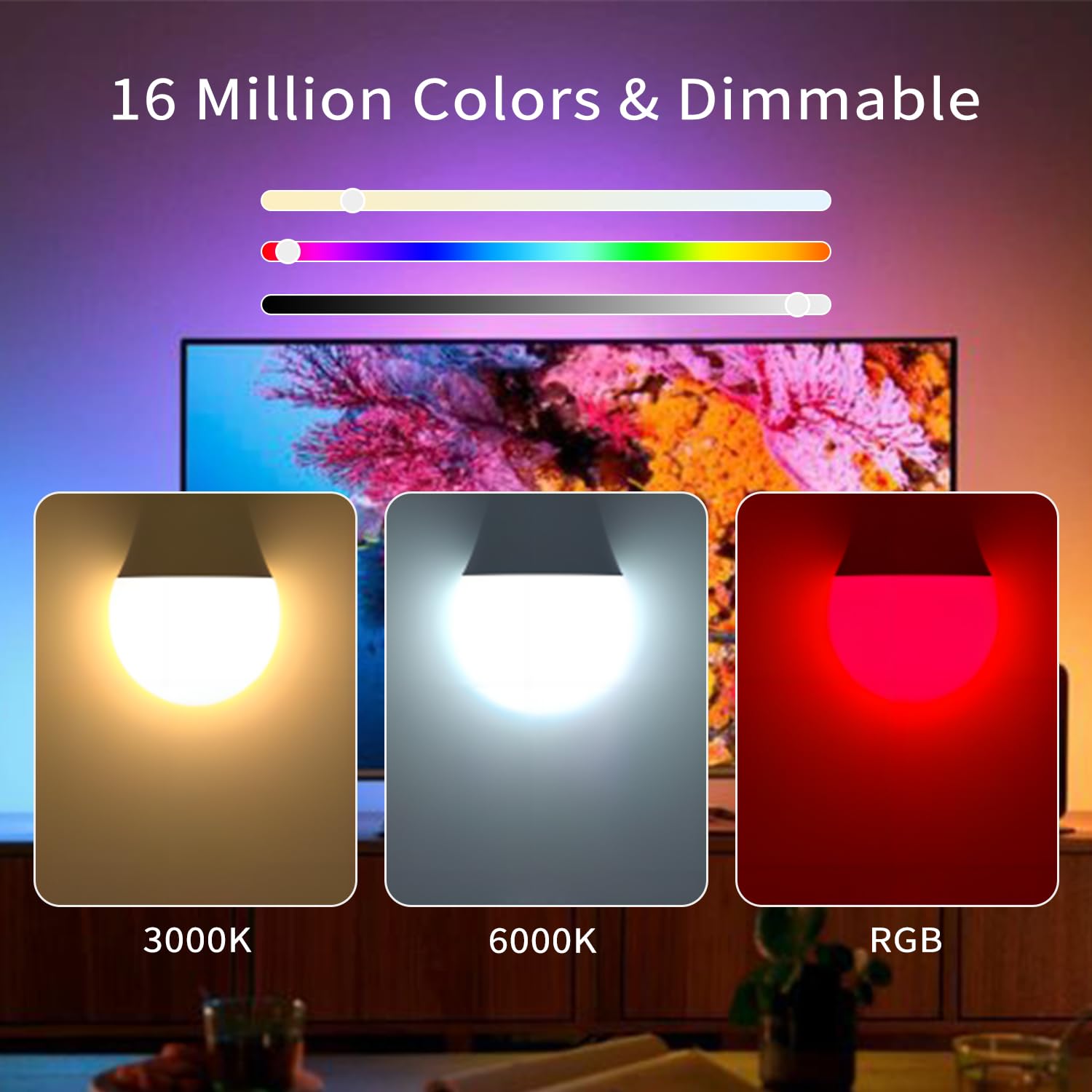 XFOX Bluetooth Tuya Smart Life App Light Bulb, A19 E26 LED Bulbs Dimmable and CCT + Full RGB Color Changing Lighting Bulbs 800LM 60W Equivalent 1 Pack(Don't Support WiFi/Alexa)