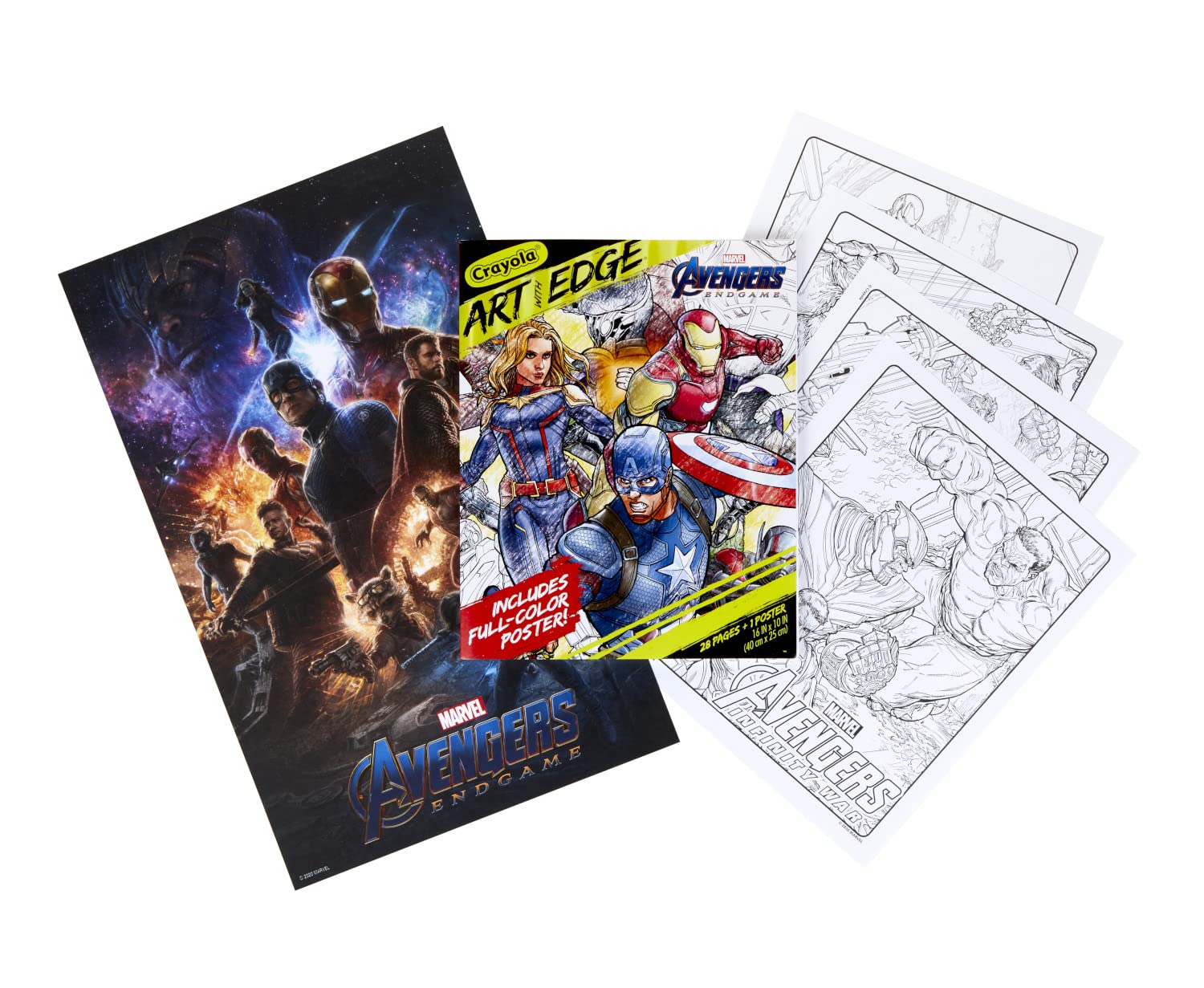 Crayola Art With Edge Marvel Avengers Coloring Pages (28pgs), Superhero Coloring, Adult Coloring Pages, 8"x10", Gift for Teens