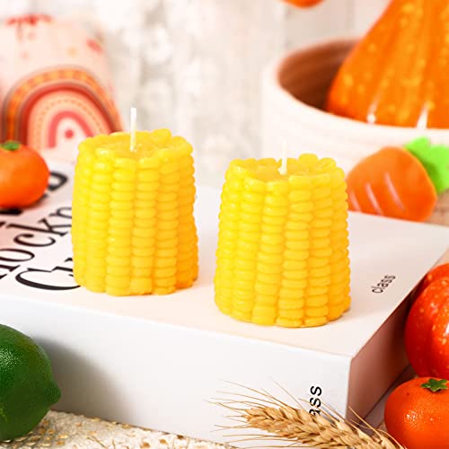 Coume 2 Pieces Fall Corns Decor Pillar Candles Fake Corn Scented Candles Soy Wax Corn Candles for Autumn Thanksgiving Harvest Party Home Table Office Birthday Decorations, Bluebell Fragrance