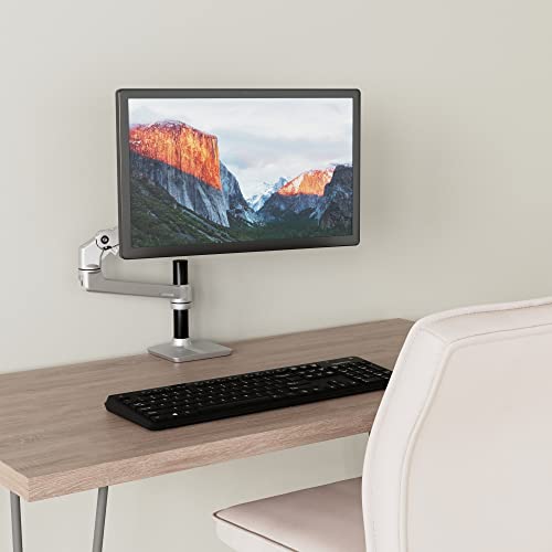 Amazon Basics Single Monitor Stand, Lift Engine Arm Mount, Silver