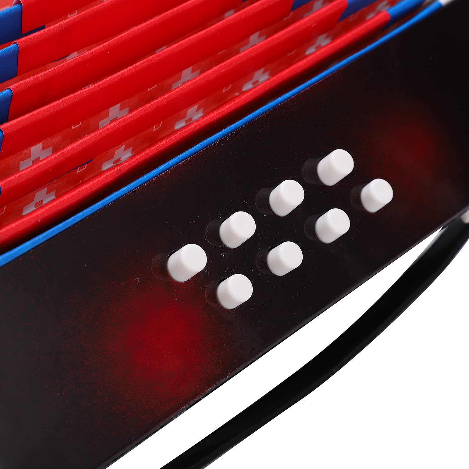 Accordion 17 Key Piano Accordion 8 Bass with Straps Beginner Educational Accordion Musical Instrument Hand Keyboard Rhythm Training Spring Instrument for Beginner