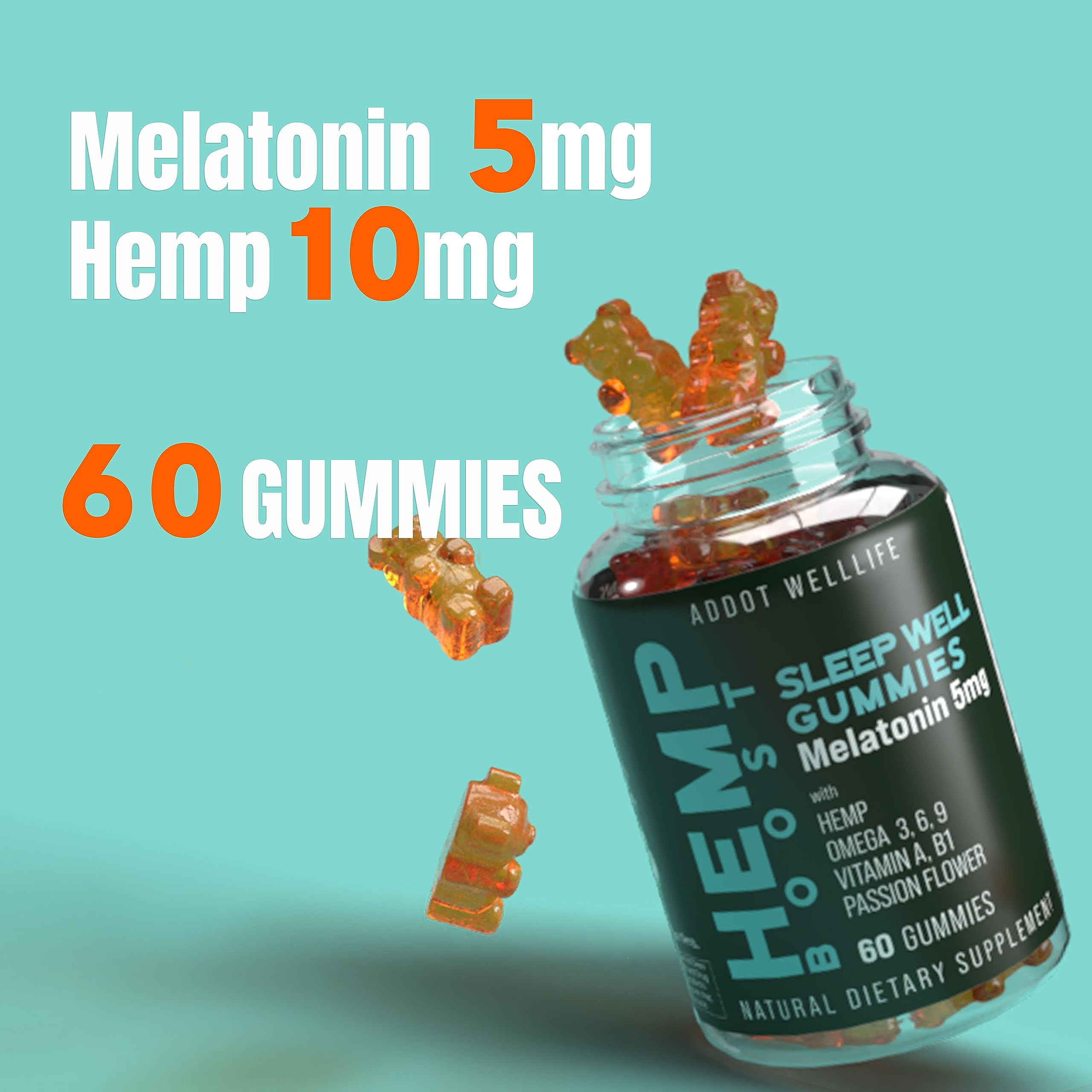 ADDOT Hemp Gummies for Better Sleep and Overall Wellness Welllife - 2 Bottles, 120 Gummies - Vegan, Non-GMO, and Dairy-Free