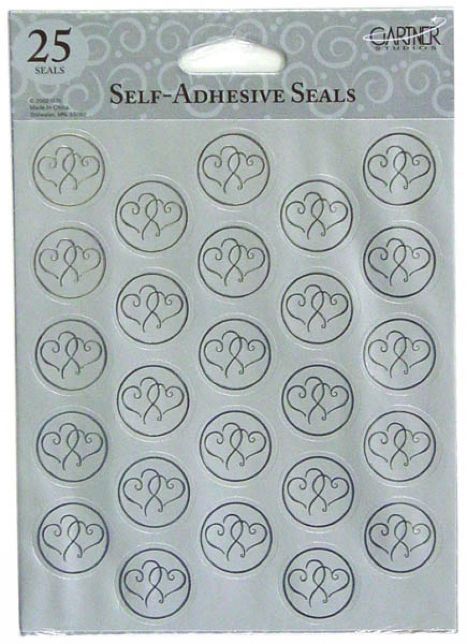 Gartner Studios Platinum Heart Envelope Seals, Matte with Silver Foil, 1” Stickers, 25 Count, 7.6 x 5.5 x 0.5 inches (81006)