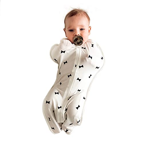 Organic Cotton Zipper Swaddle Blanket Snug Breathable Easy to use for Small Baby (Ribbon, 0-3m, Summer Season)