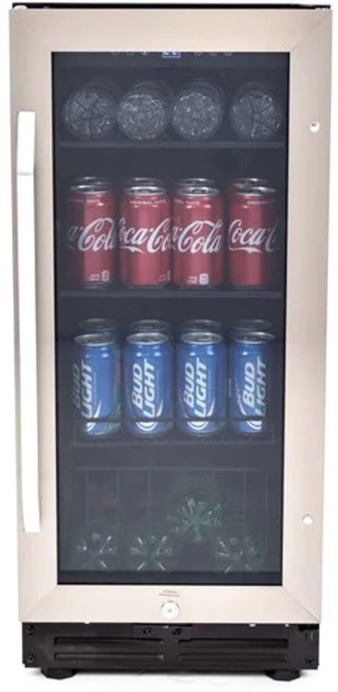 Avanti BCA3115S3S Beverage Cooler with Glass Door 72 Can Mini Refrigerator with Lock for Beer Soda Water Wine with Digital Temperature, 3.1 cu. ft, Black
