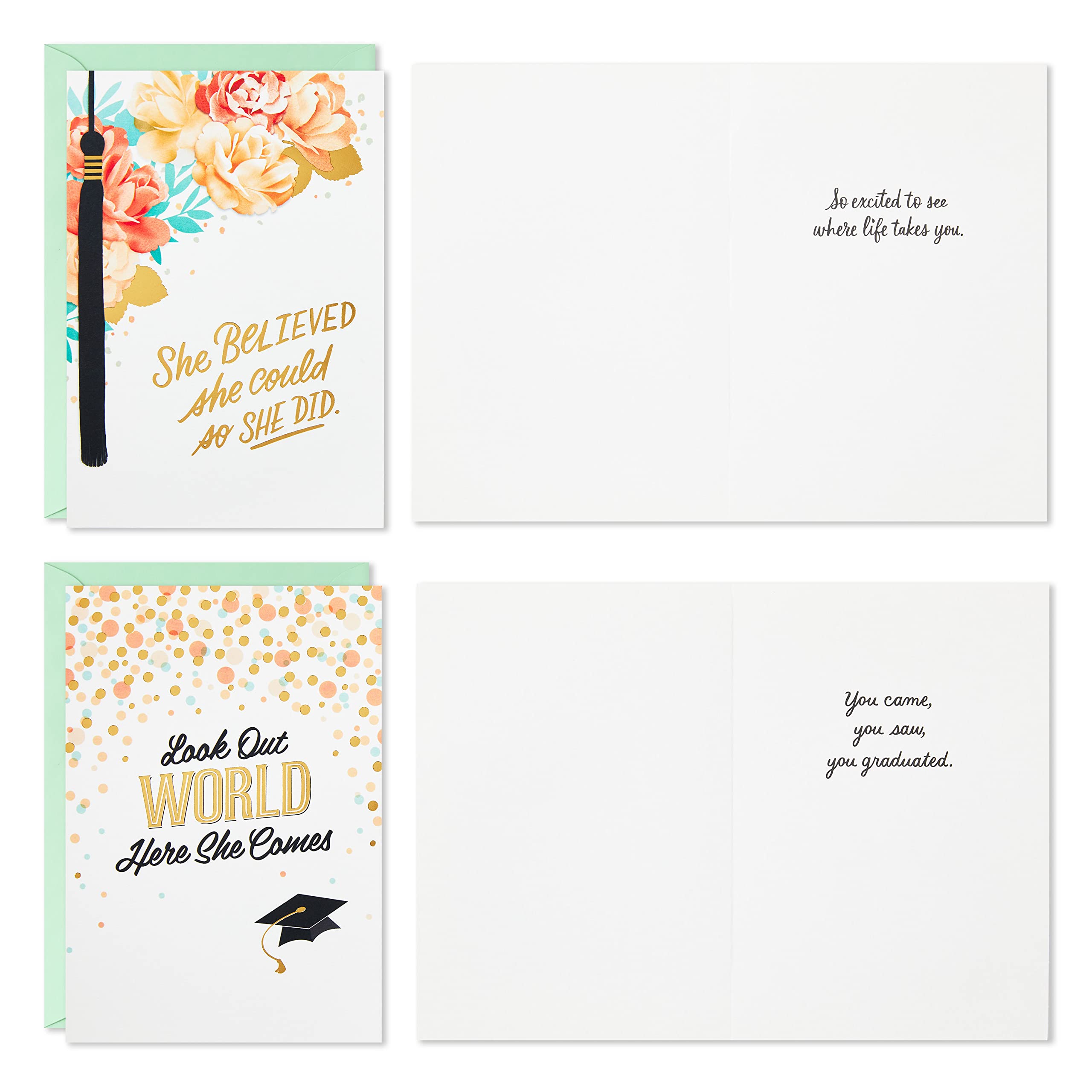 Hallmark Graduation Cards Assortment for Her, She Believed She Could (16 Cards and Envelopes, 4 Designs)