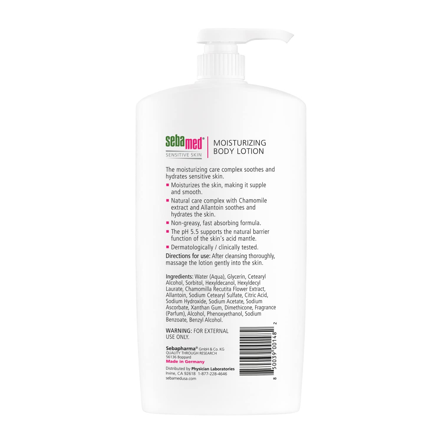 seba med Moisturizing Body Lotion pH 5.5 for Sensitive Skin Dermatologist Recommended Moisturizer 33.8 Fluid oz (1 Liter)