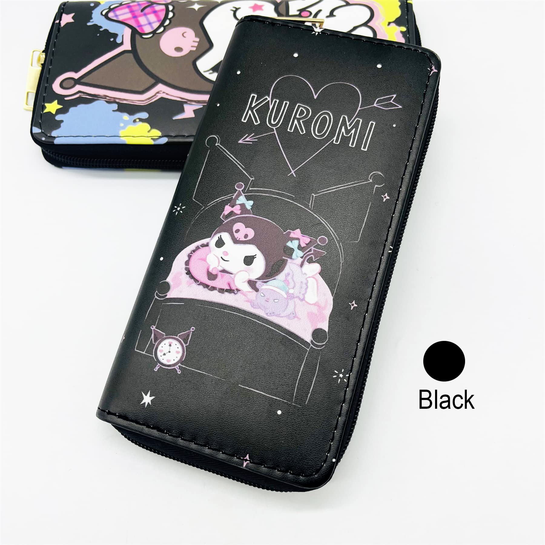 Anime Wallet Cute Purse Leather Cartoon Wallet for Girls Women (ku blackqb)¡