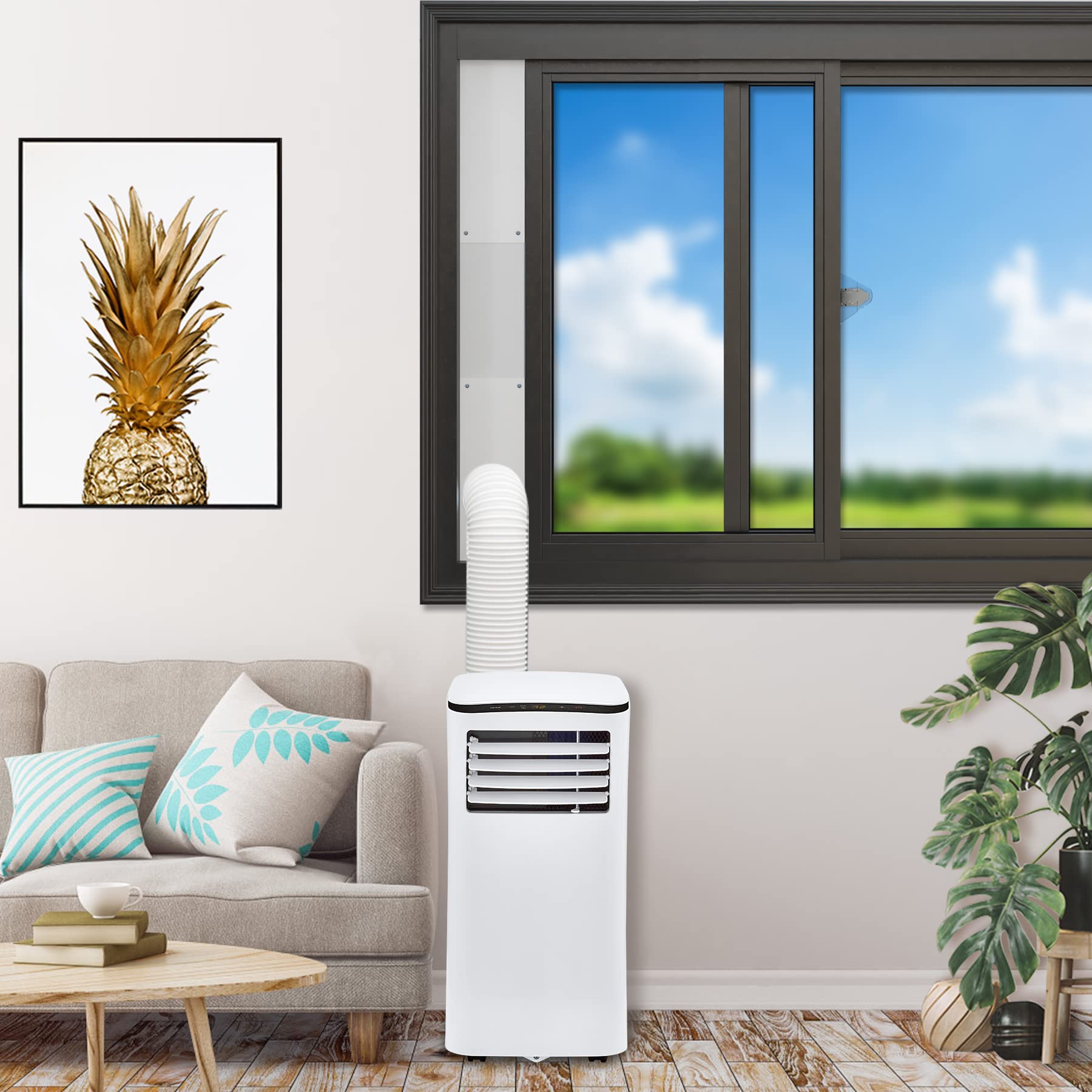 GCGOODS Portable Air Conditioner Window Seal Plates Kit for 5 Inch Diameter Exhaust Hose, 3 Adjustable Mobile AC Window Kit with Plastic Guard Up to 47", Universal Sealing Panels for Sliding Windows