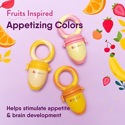 NatureBond Baby Food Feeder/Fruit Feeder Pacifier (2 Pack) - Infant Teething Toy Teether | Includes Additional Silicone Sacs
