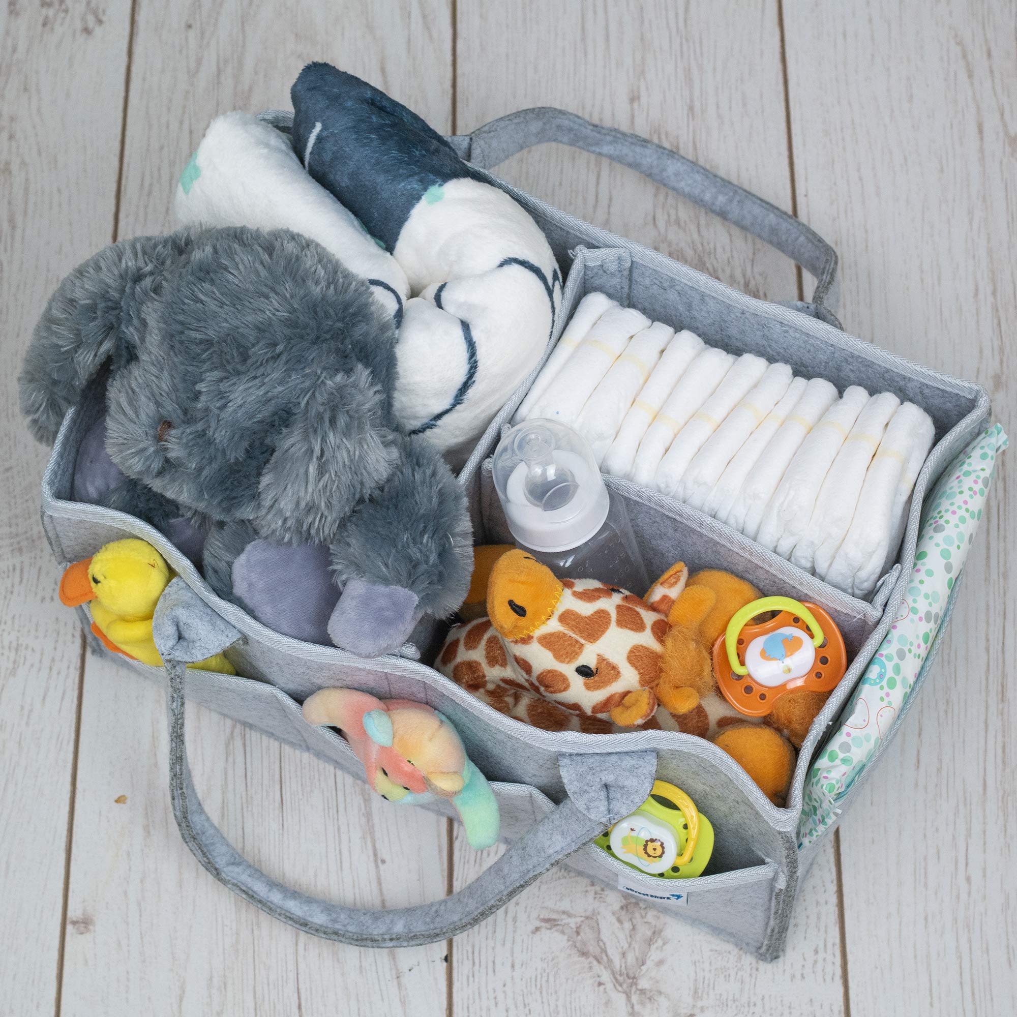 AGREAT SHARK Baby Diaper Caddy - Car Organizer and Nursery Storage Bin for Diapers Baby Wipes With Zipper Pocket (Large)