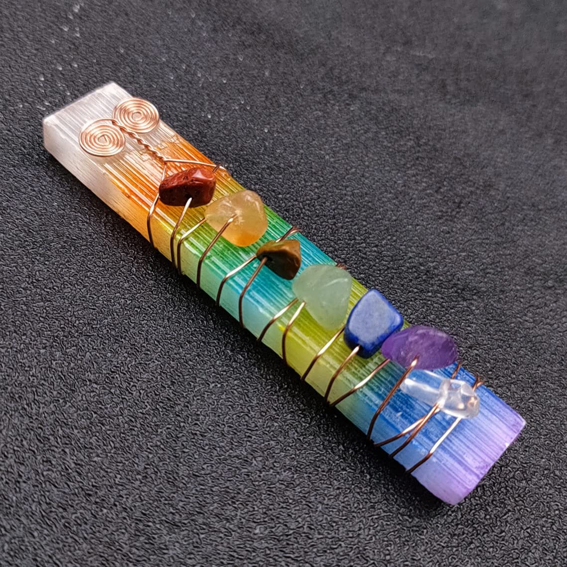 7 Chakra Healing Selenite Stick. Natural Tumble Stone Wand. Pendant, Gemstone, Meditation, Charging, Clearing, Meditation Yoga Decor., Small