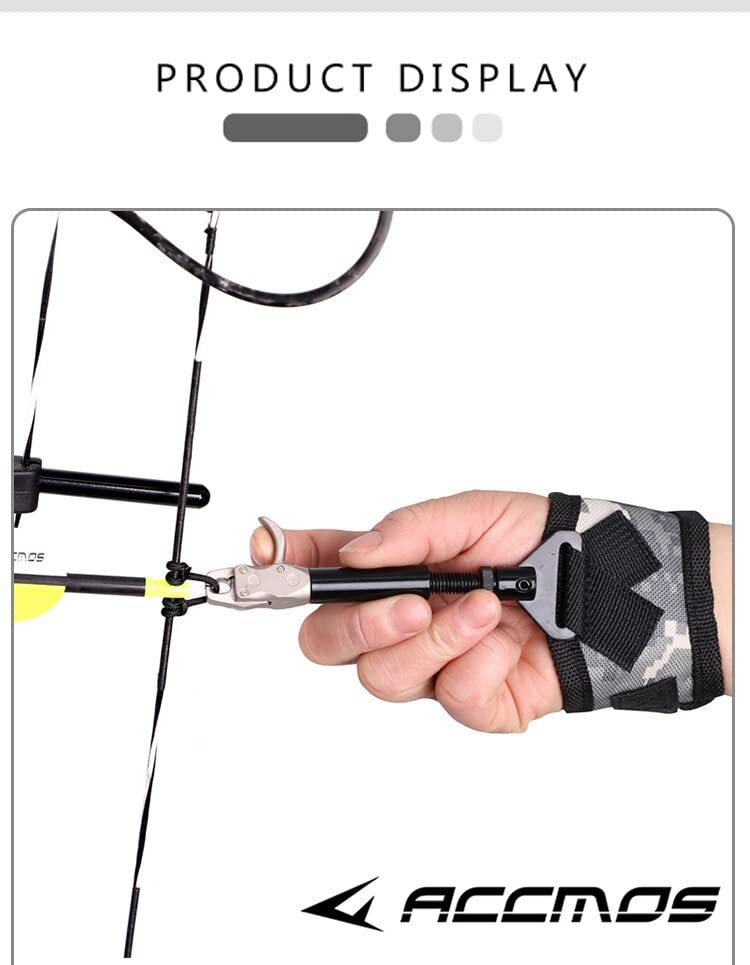 ACCMOS Archery Bow Releases with Adjustable Strap for Shooting Practice W/Trigger Wrist Strap Steel Calip