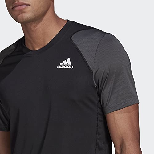 adidas Men's Club Tennis Tee, Black/Grey/White, Small