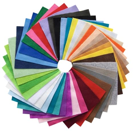 Felt Sheets - Multi Color Variety Pack - 40 Pieces - 15 cm x 15 cm (6 inches x 6 inches) - Felt Pieces - Felt Squares - 1.4mm Thickness - Soft Felt - DIY Fabric Squares