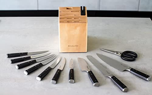 KitchenAid Gourmet 11-Piece Japanese Steel Knife Set with Sharpener and Birchwood Block