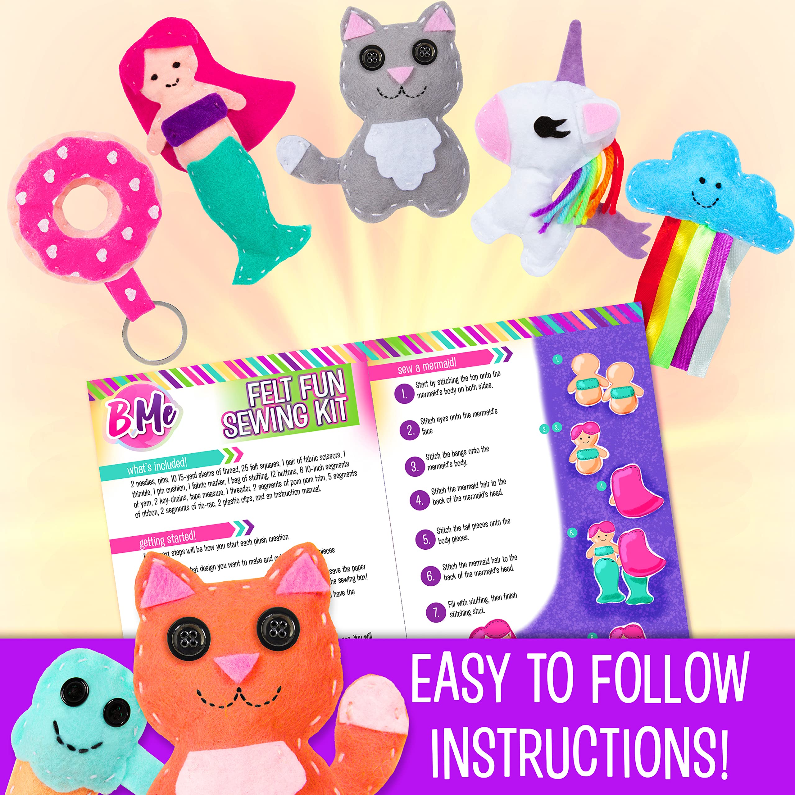 Creative Kids Felt Sewing Kit - Craft 15+ Characters - Fun DIY Kit for Kids 8+ - Creative Sewing Craft Set